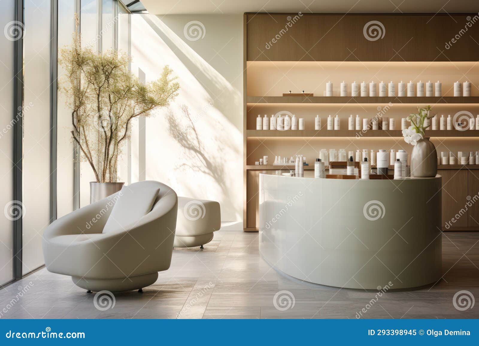 Modern Spa Ambiance: Empty Reception Space, Minimalist Counter ...