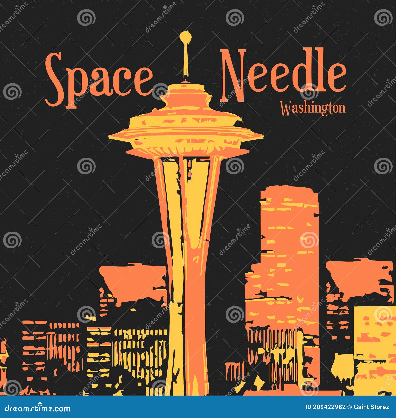 Space Needle Vector Hand Drawn Illustration On White Background ...