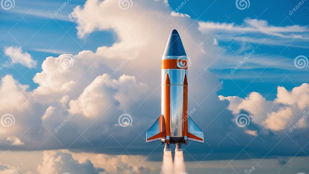 Modern Space Rocket Soars through a Stunning Cloudy Sky: a Vision of ...