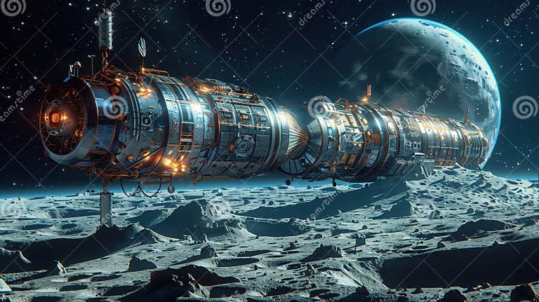 A Modern Space Station on the Moon. the Station of the Future on ...