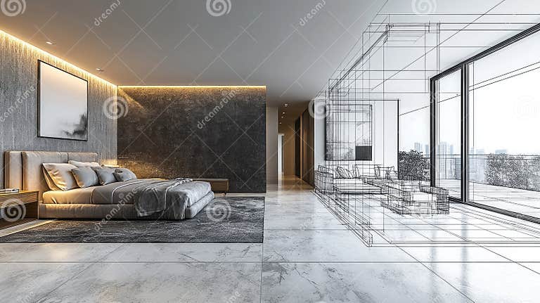 A Modern Spacious Bedroom Design Showcasing a Realistic Interior that ...
