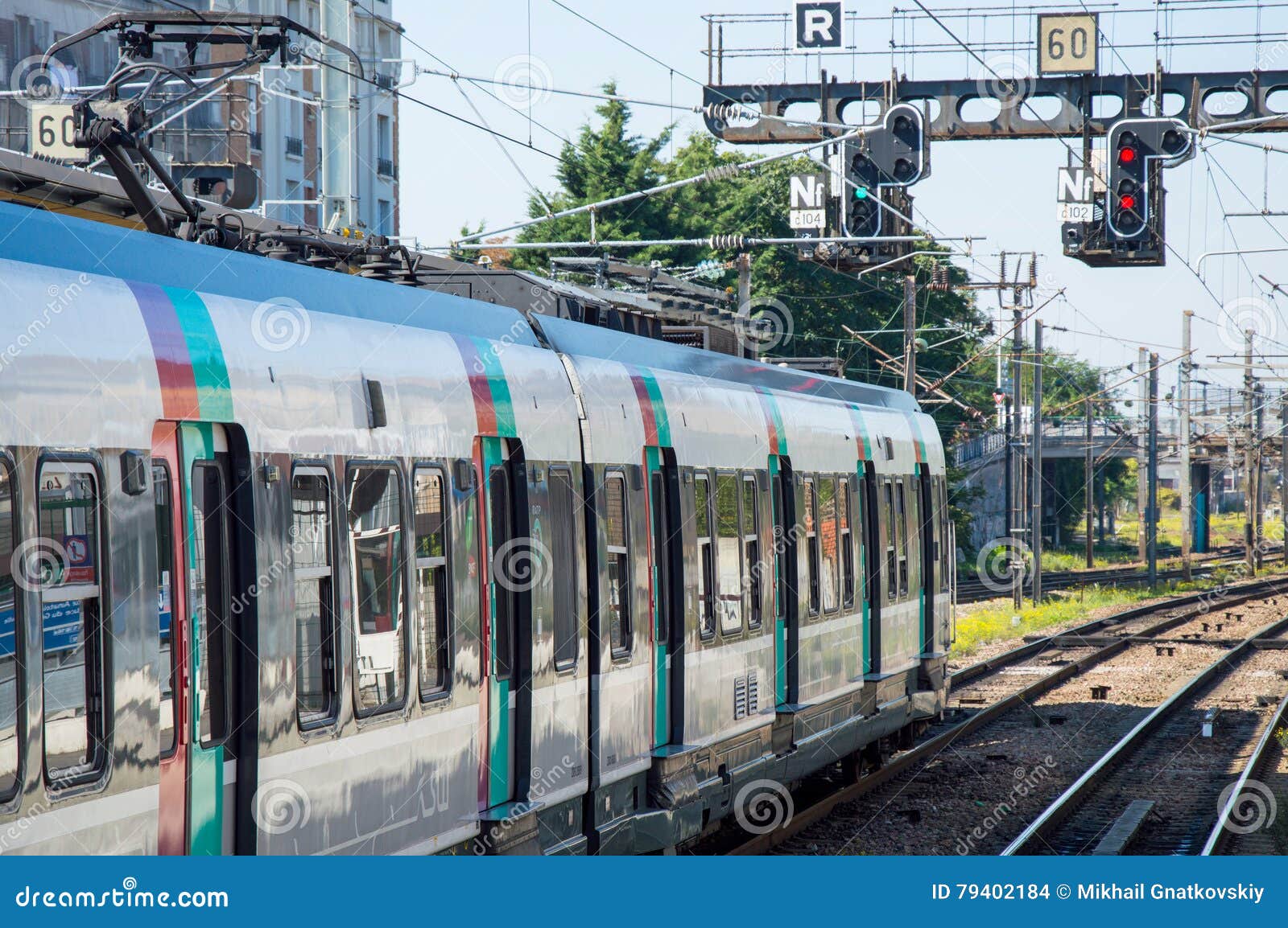 Modern Speed Passenger Train on Railways Station. Stock Photo - Image ...