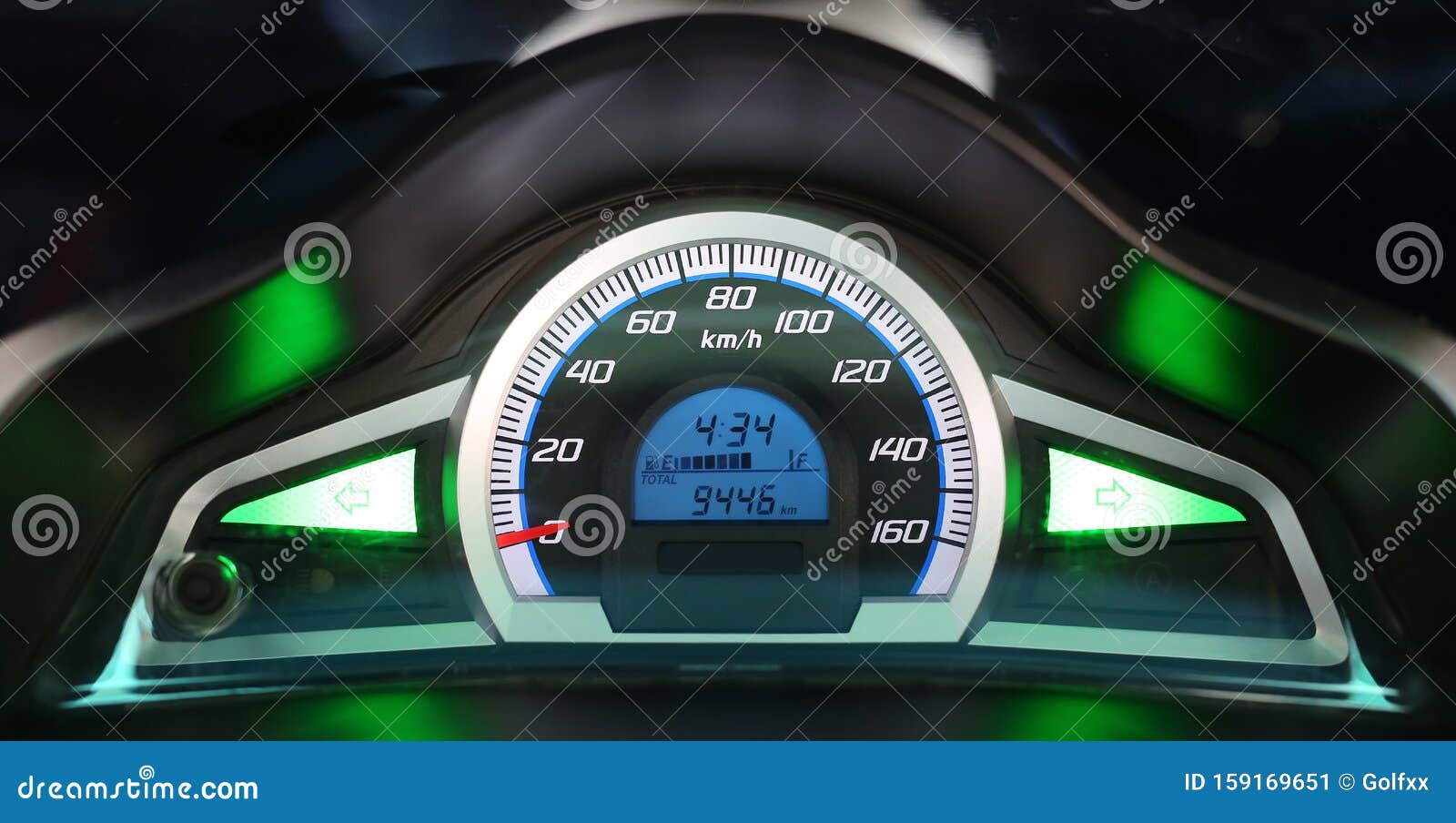 Modern Car Speedometer And Illuminated Dashboard Stock Photo ...