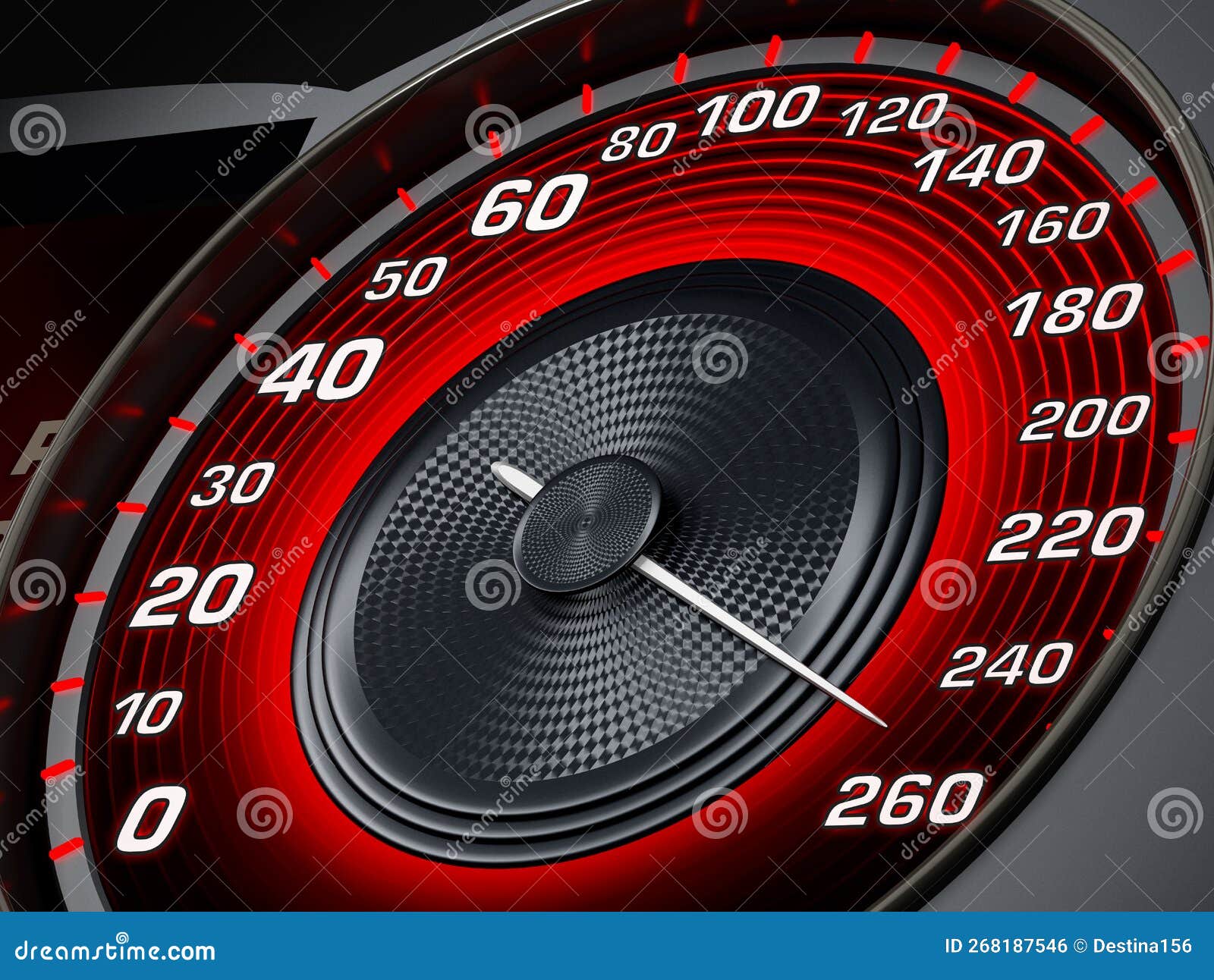 Modern Speedometer Pointing 250 Km. 3D Illustration Stock Illustration ...