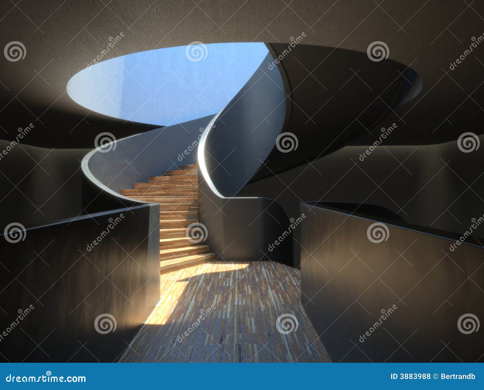 Modern spiral staircase stock illustration. Illustration of floor - 3883988