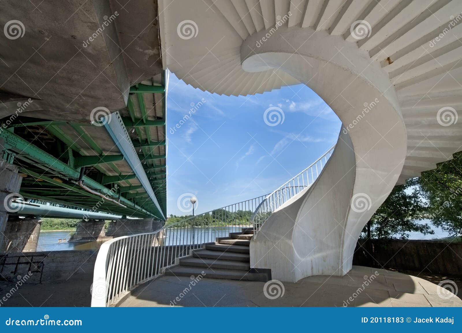 Modern Spiral Stairway on the Bridge Stock Image - Image of stairway ...