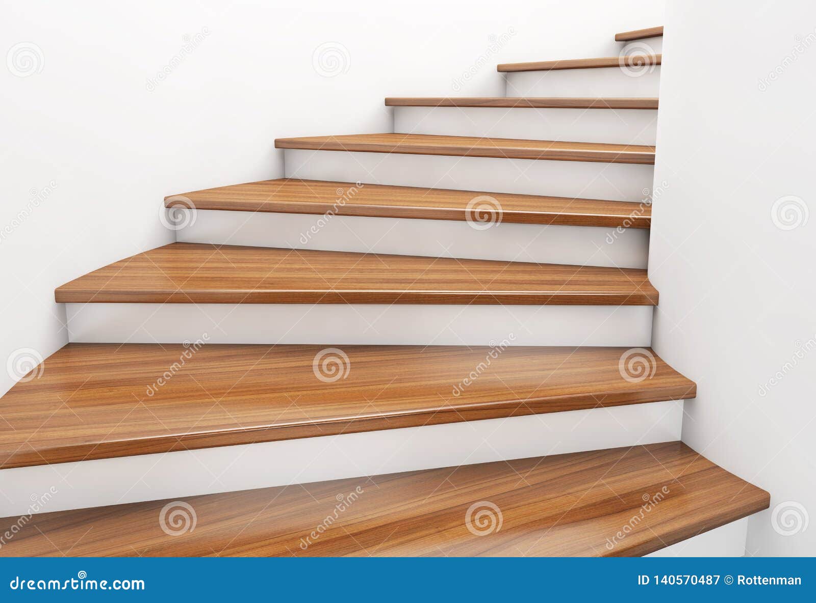 Wooden Staircase Vector. 3D Realistic Illustration. Front View ...
