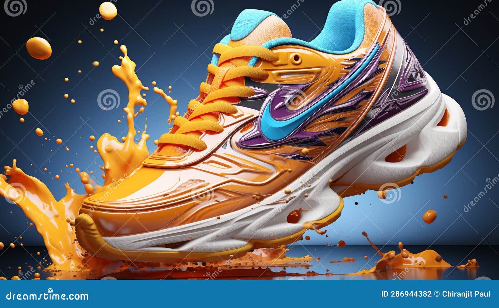 A Modern Sports Shoe Design in Abstract Motion Stock Illustration ...