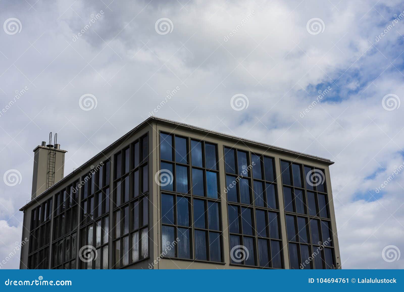 Modern Square Building with Cloudy Sky Stock Image - Image of business ...