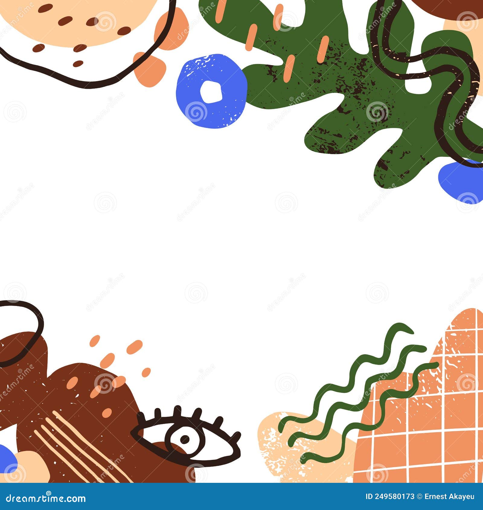 Modern Square Card Background with Trendy Creative Elements, Leaf, Eye ...