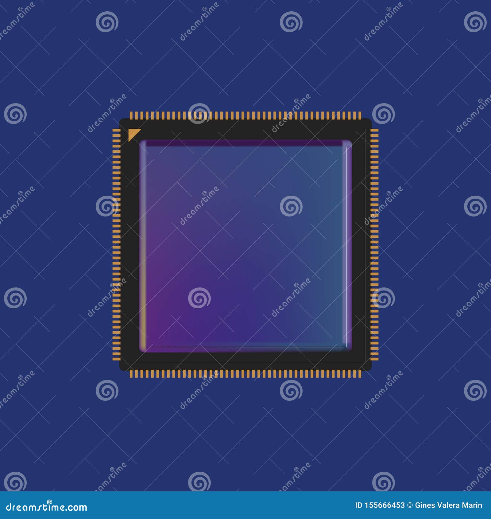 Modern Square Cpu Microprocessor Chip in Blue Tones. Isolated Stock ...