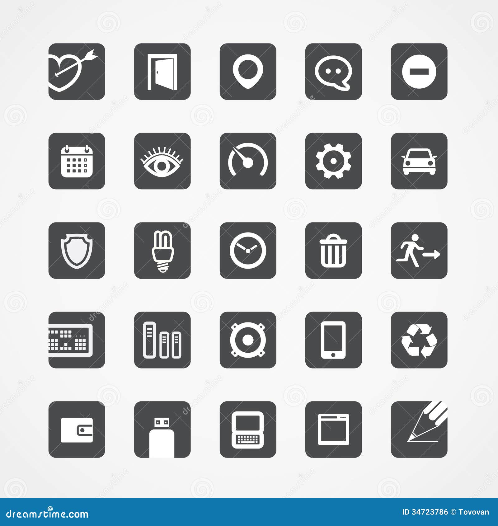 Modern square web icons stock vector. Illustration of icon - 34723786