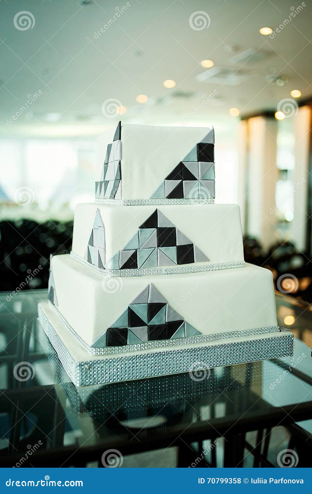 Modern Square Wedding Cake in High Tech Style Stock Photo - Image of ...