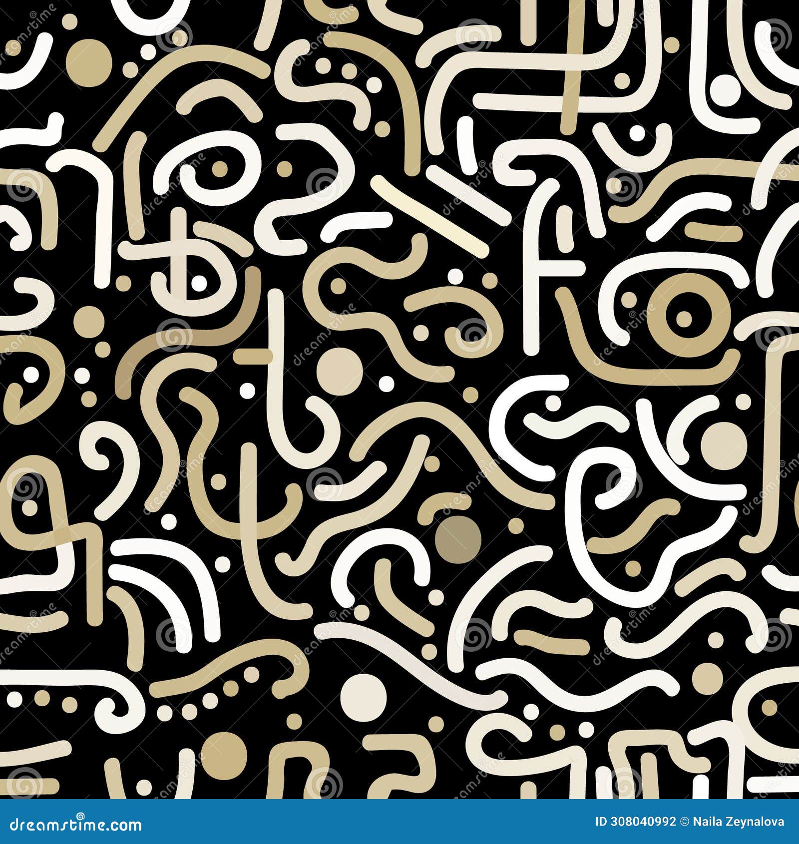 Modern Squiggle Doodle Lines Beautiful Seamless Pattern. Creative ...