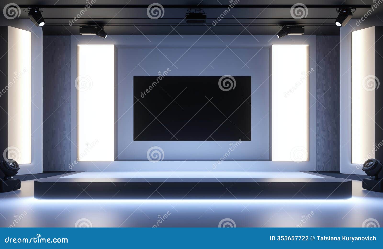 Modern Stage Design with Illuminated Backdrop and Spotlight Features ...