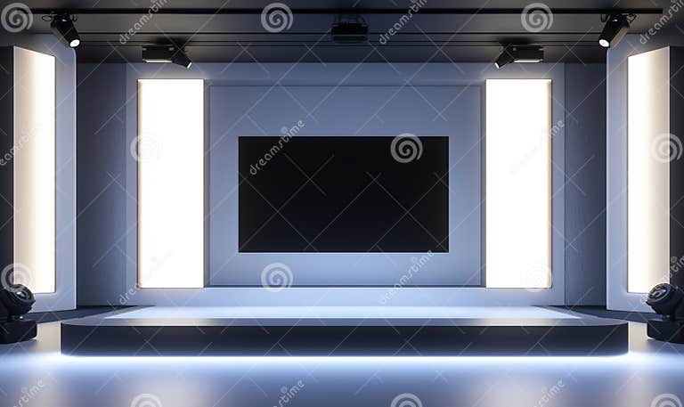 Modern Stage Design with Illuminated Backdrop and Spotlight Features ...
