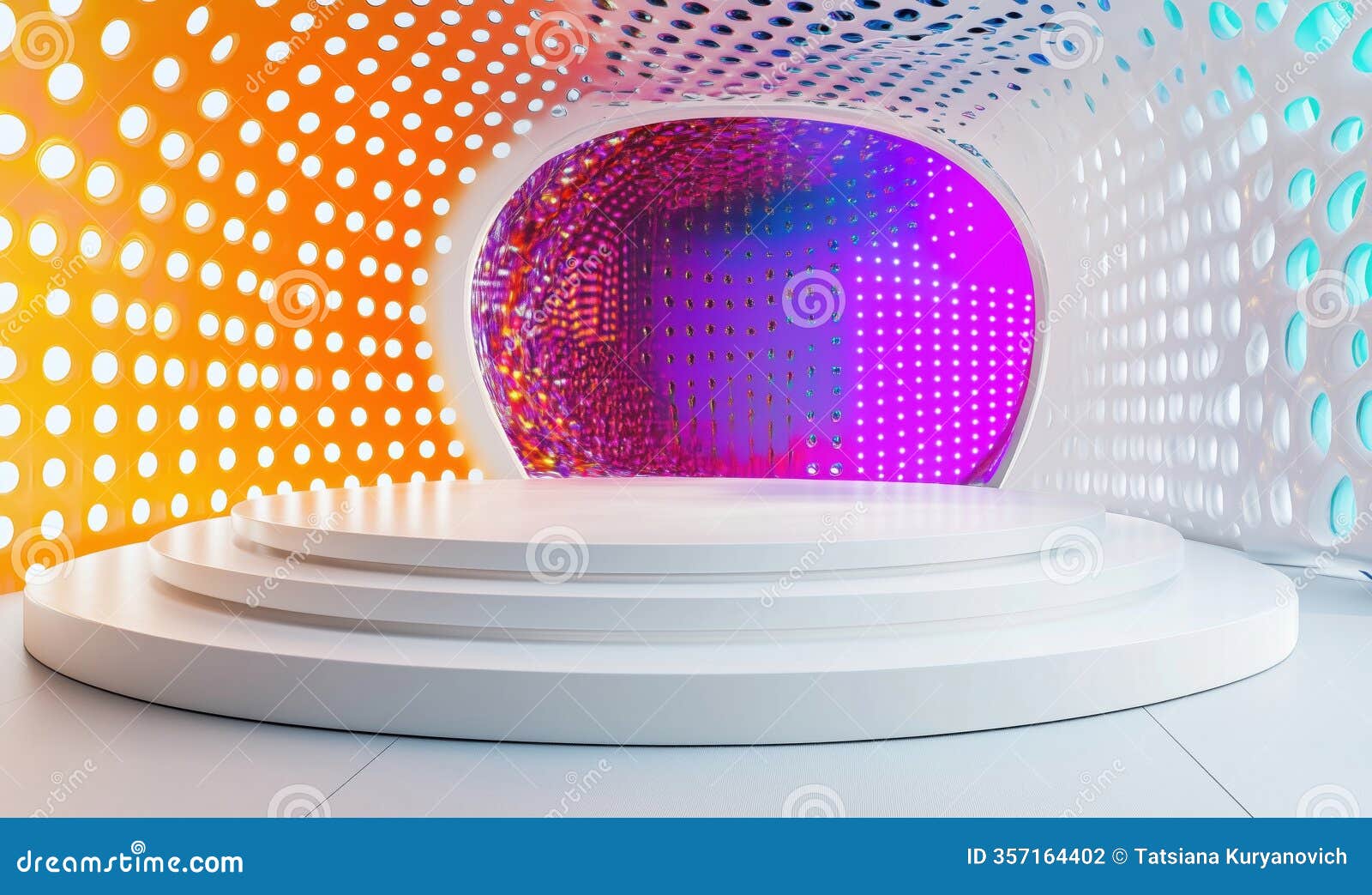 Modern Stage Design with Vibrant Colors and Patterns, Featuring ...