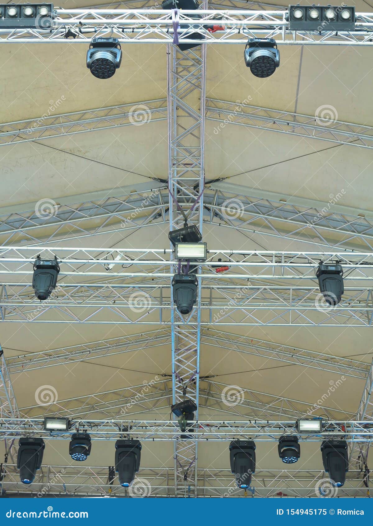 Modern Stage Structures and Light Equipment before Concert Stock Image ...