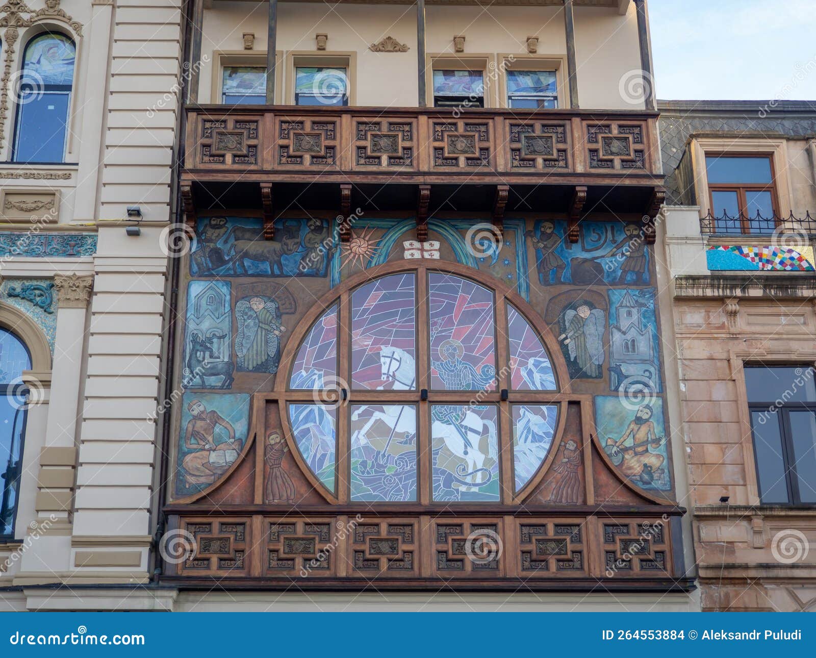 Modern Stained Glass Window in Batumi. Stained Glass in the Building on ...