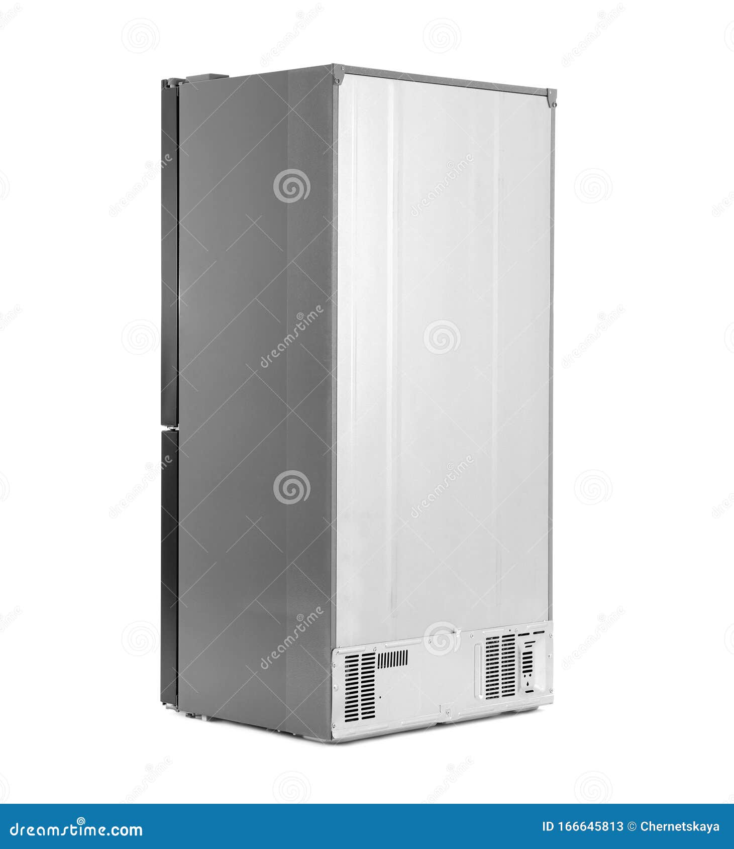Modern Stainless Steel Refrigerator Isolated Stock Image - Image of ...