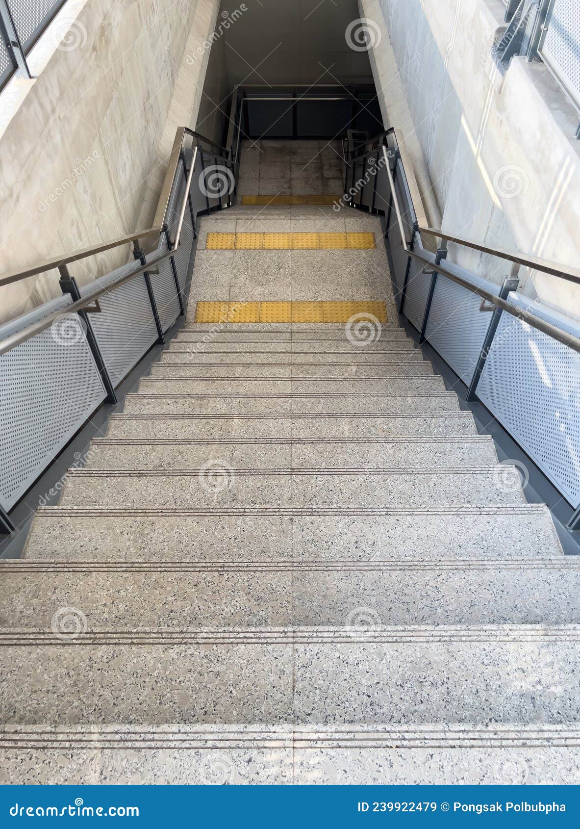 Braille Block Tile Platform On Gray Marble Ramp Way Front Of Hospital ...