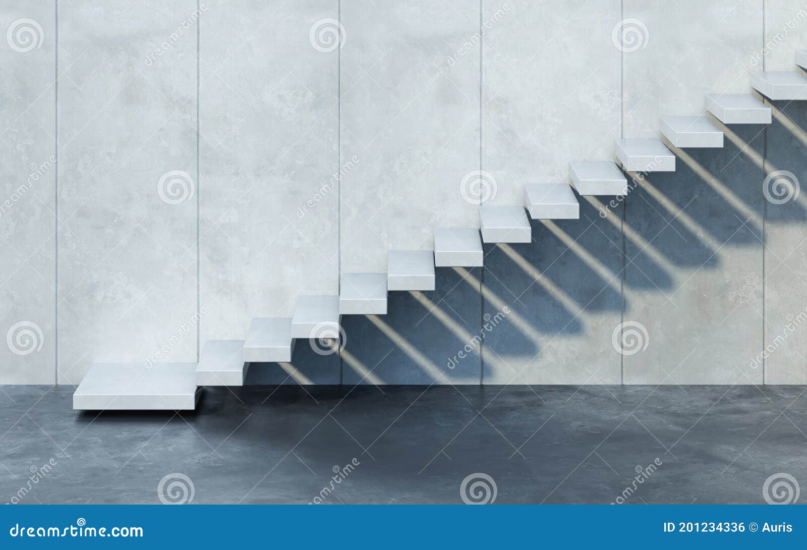 Modern Staircase in Concrete Interior, 3d Rendering Stock Illustration ...