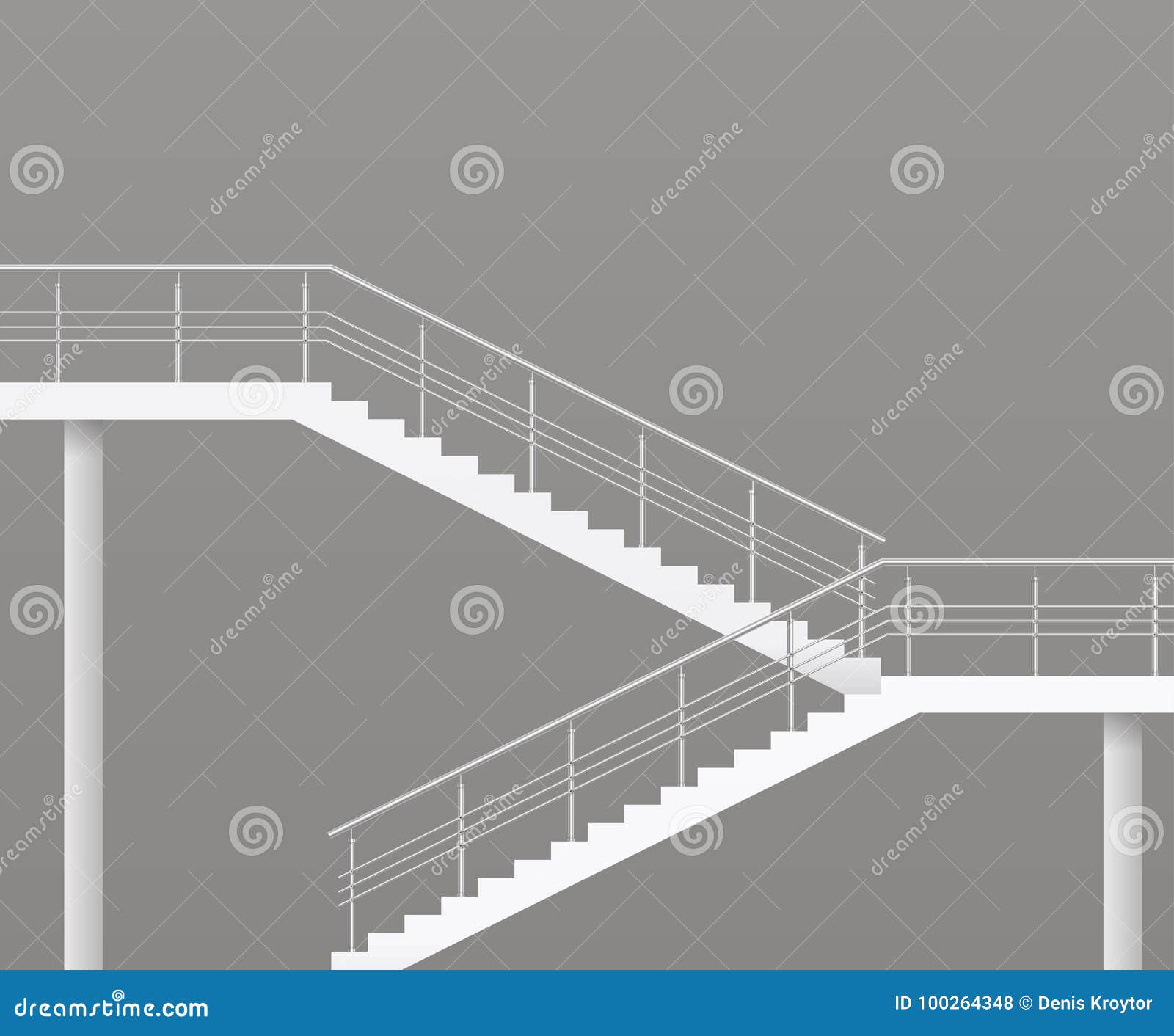 Modern Staircase with Metal Railings Stock Vector - Illustration of ...