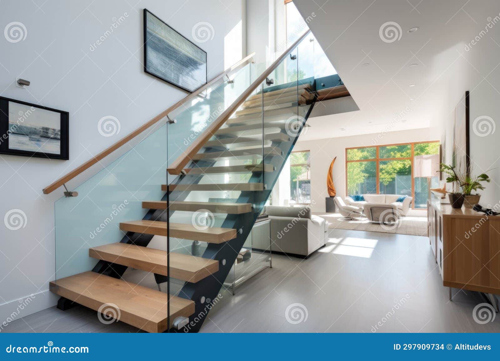 A Modern Staircase in a Multi-story Home Stock Photo - Image of ...