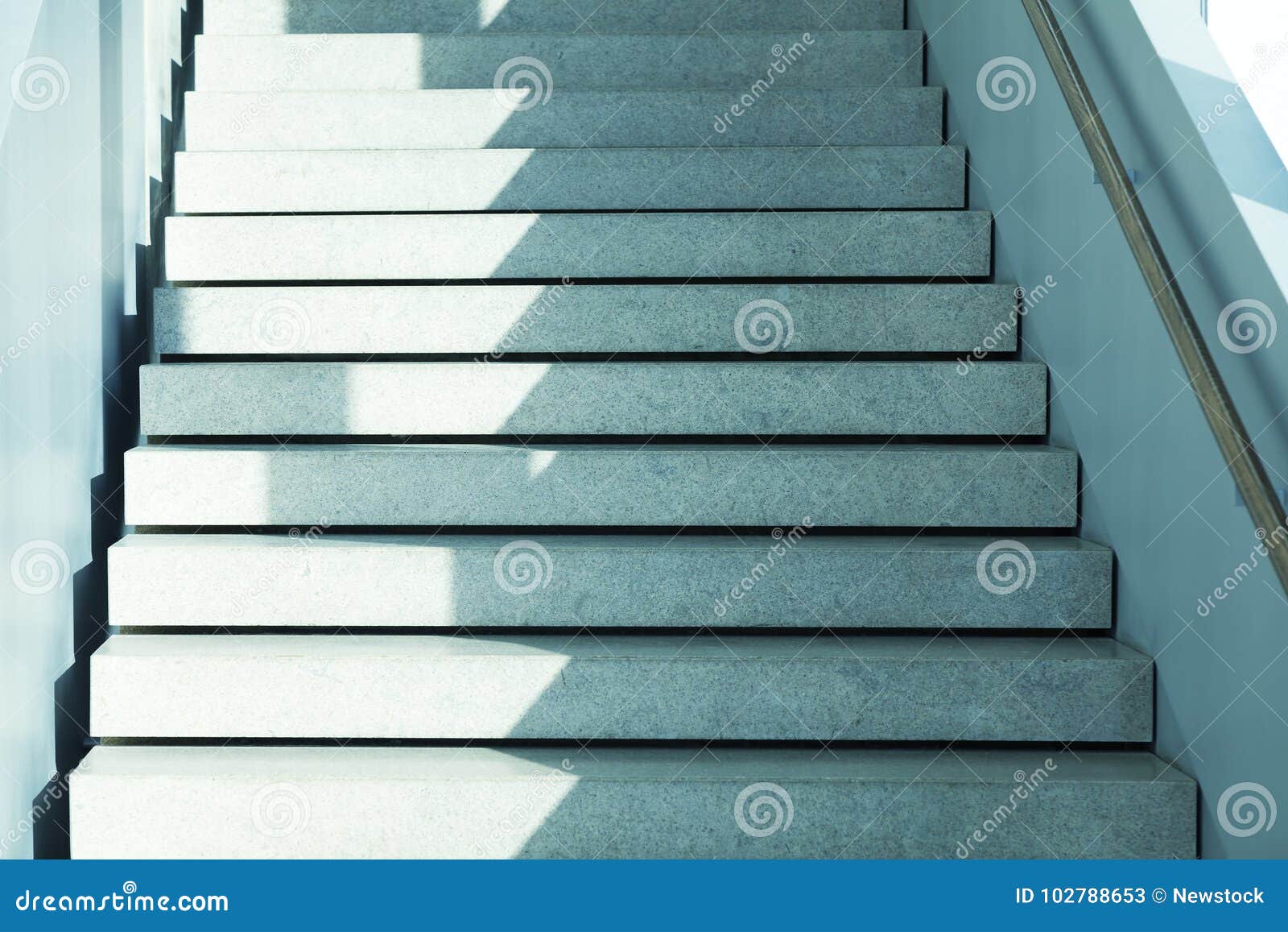 Stairs Blue Old Terrazzo Floor Walkway Down Inside The Building. Select ...