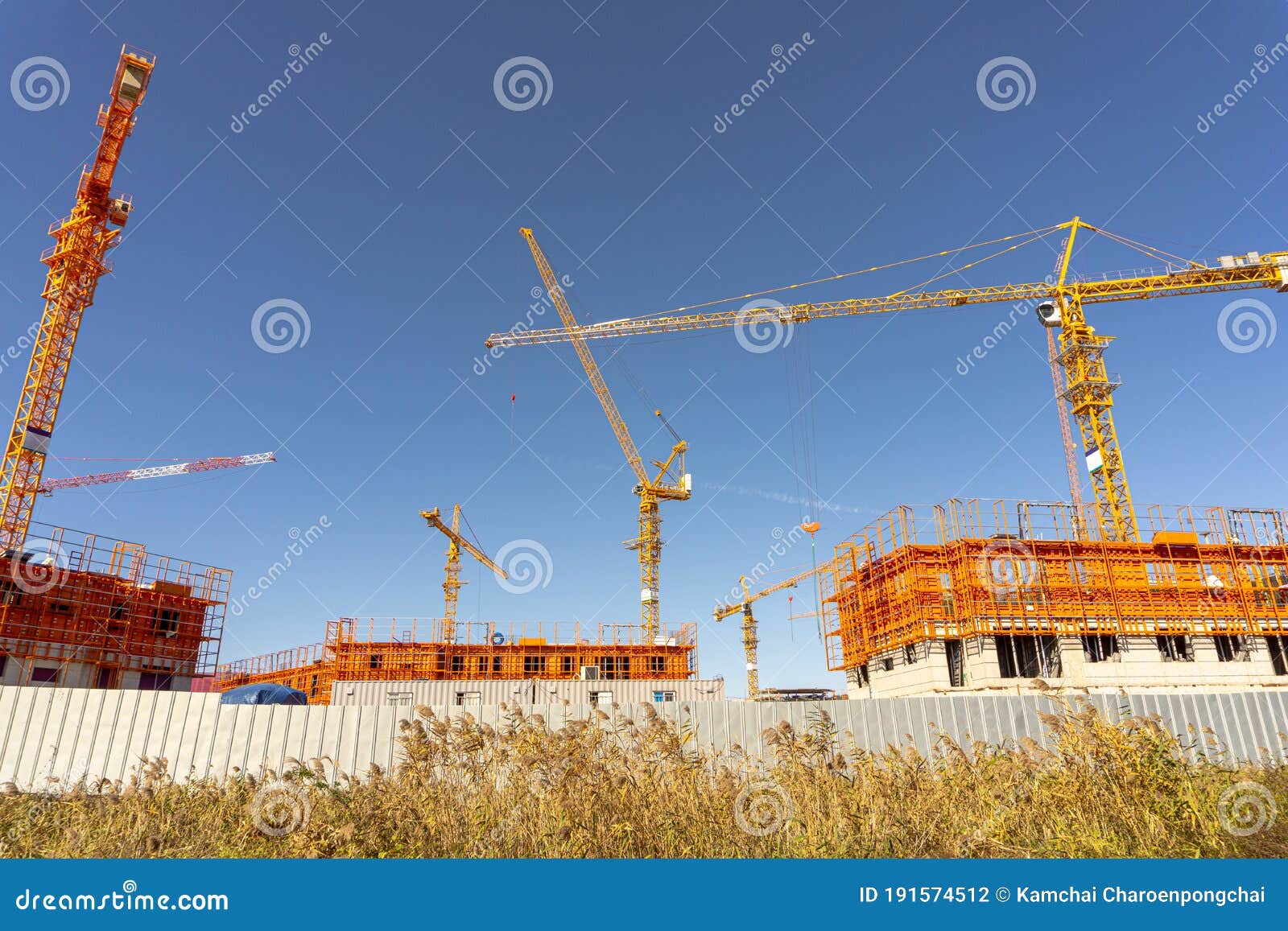 Modern and Standardization Building Construction Site in the City that ...