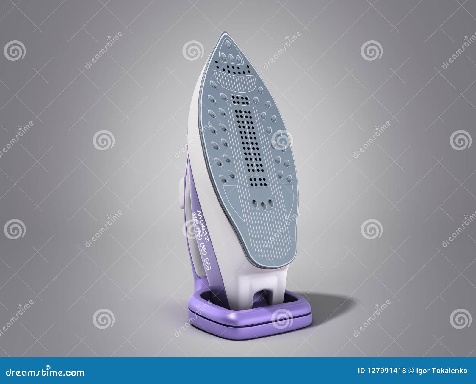 Modern Steam Iron 3d Render on Grey Stock Illustration - Illustration ...