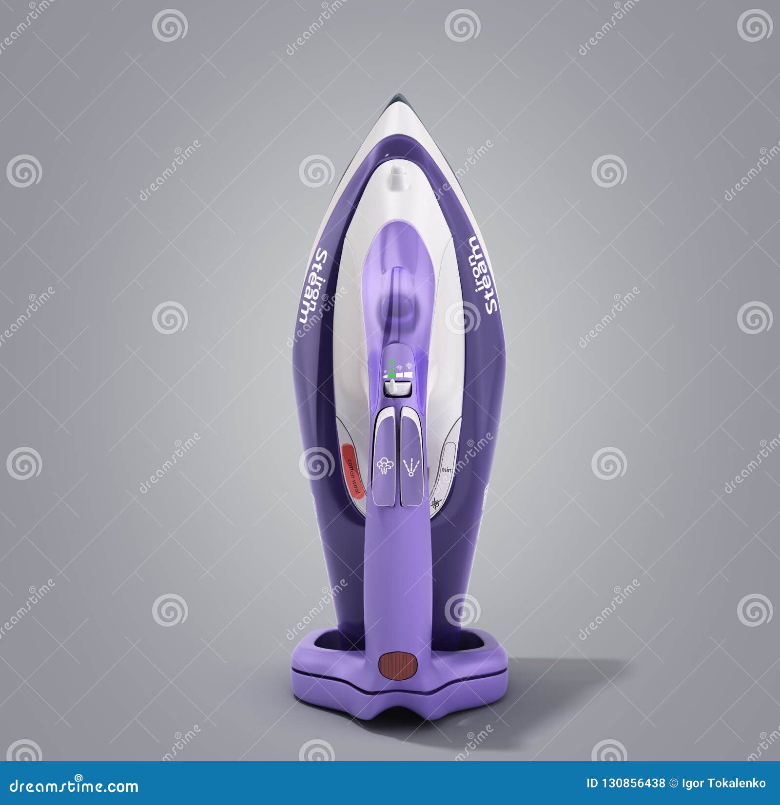 Modern Steam Iron 3d Render on Grey Background Stock Illustration ...