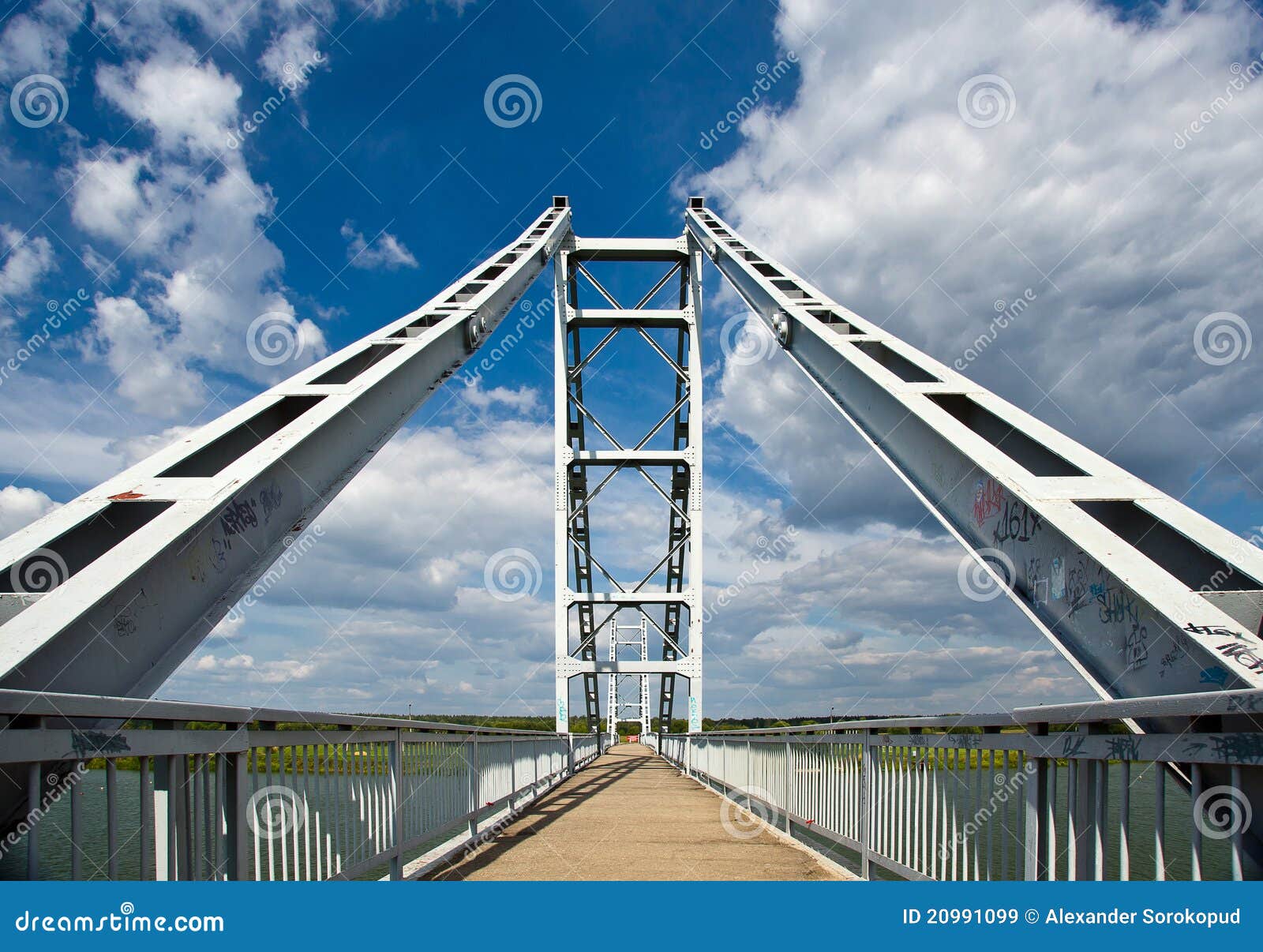 Modern Steel Bridge Over River Stock Image - Image of bridge ...