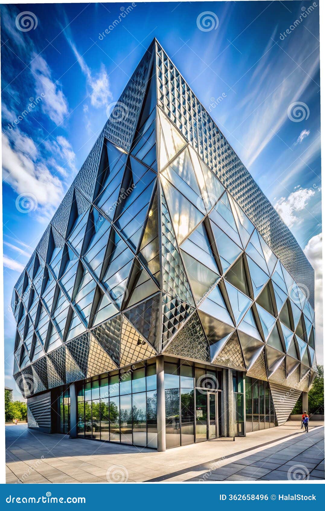 Modern Steel Building Facade with Geometric Architecture Details Stock ...