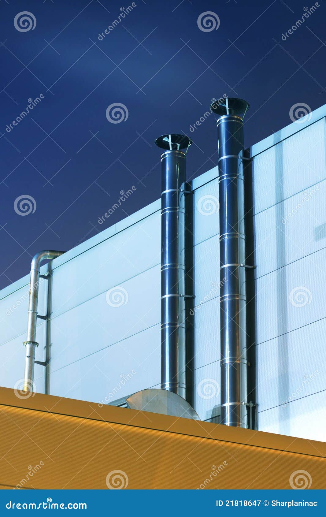 Modern steel chimneys. stock image. Image of contaminate - 21818647