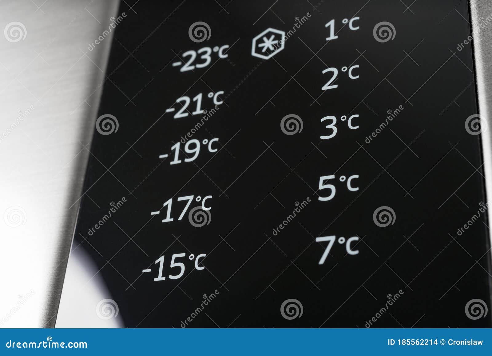 Modern Steel Colored Fridge and Freezer Control Panel Stock Photo ...