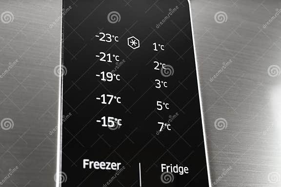 Modern Steel Colored Fridge and Freezer Control Panel Stock Image ...