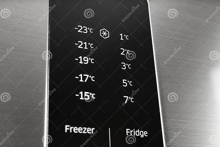 Modern Steel Colored Fridge and Freezer Control Panel Stock Image ...