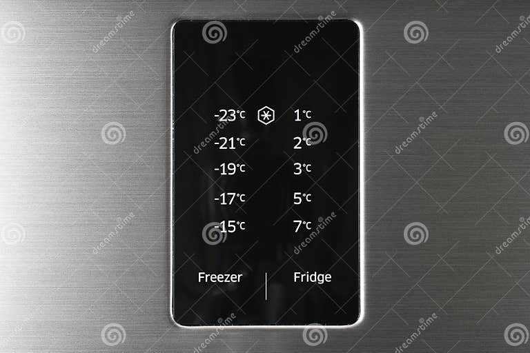 Modern Steel Colored Fridge and Freezer Control Panel Stock Photo ...
