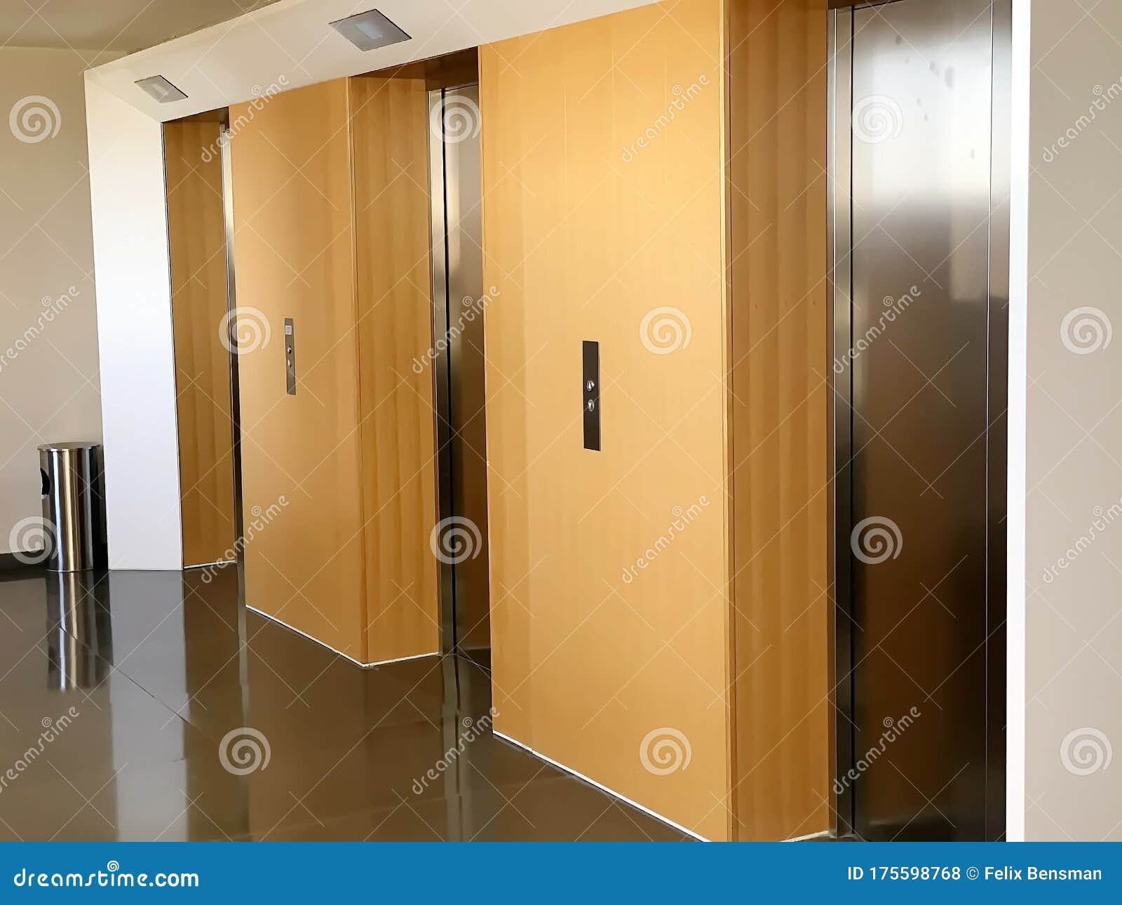 Modern Steel Elevator Cabins in Hotel Stock Photo - Image of metal ...