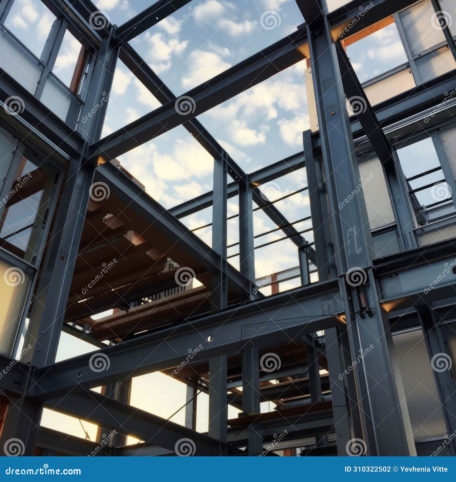 Modern Steel Frame Construction at Twilight. Generative Ai Stock ...