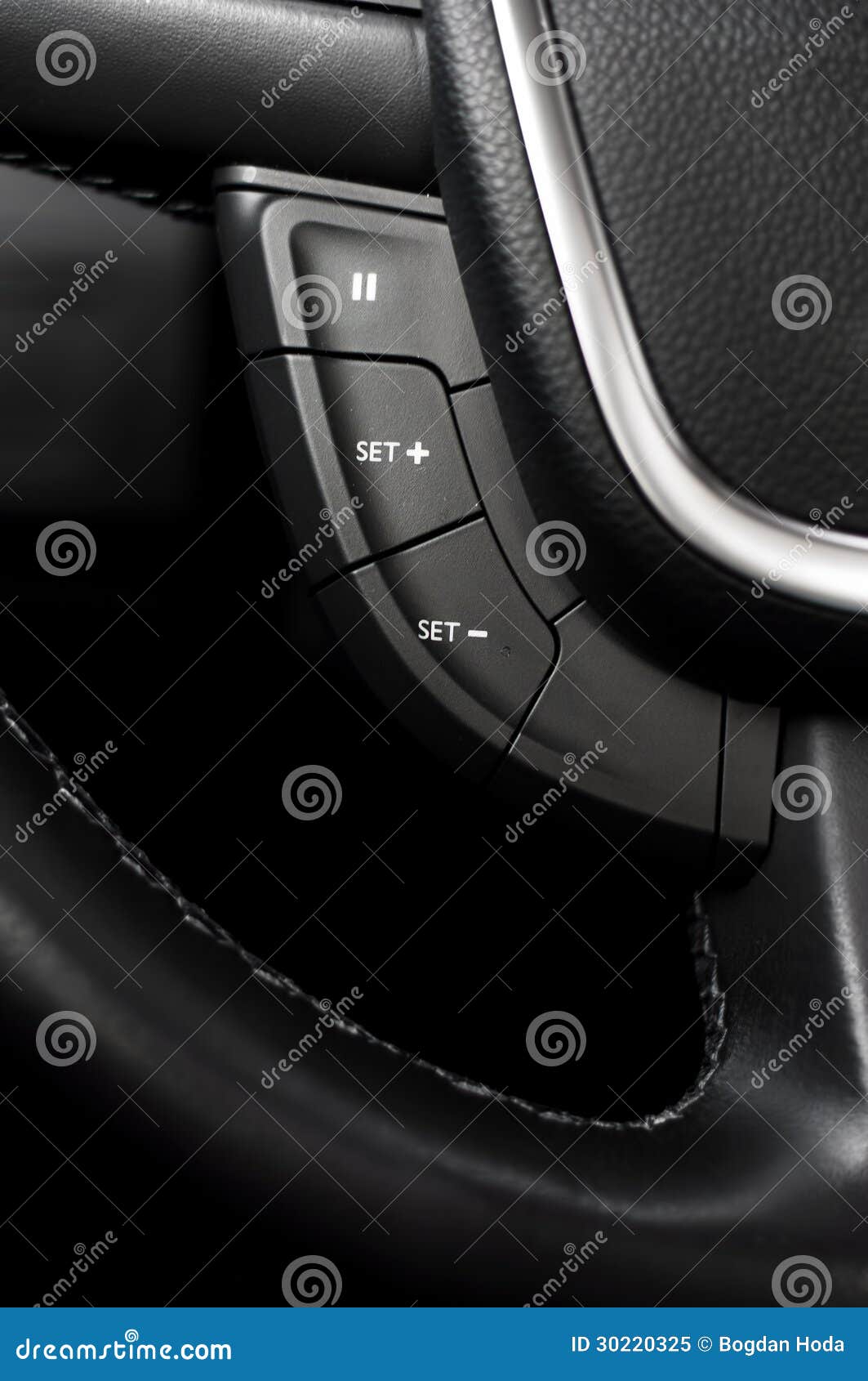 Steering Wheel Commands and Controls in Car Interior Stock Image ...