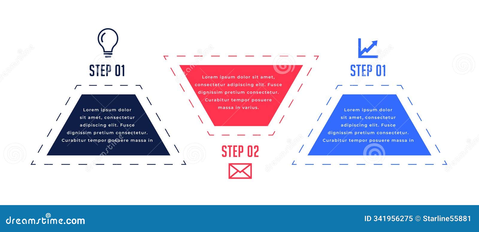 Modern 3 Step Business Process Chart Banner for Web Presentation Stock ...