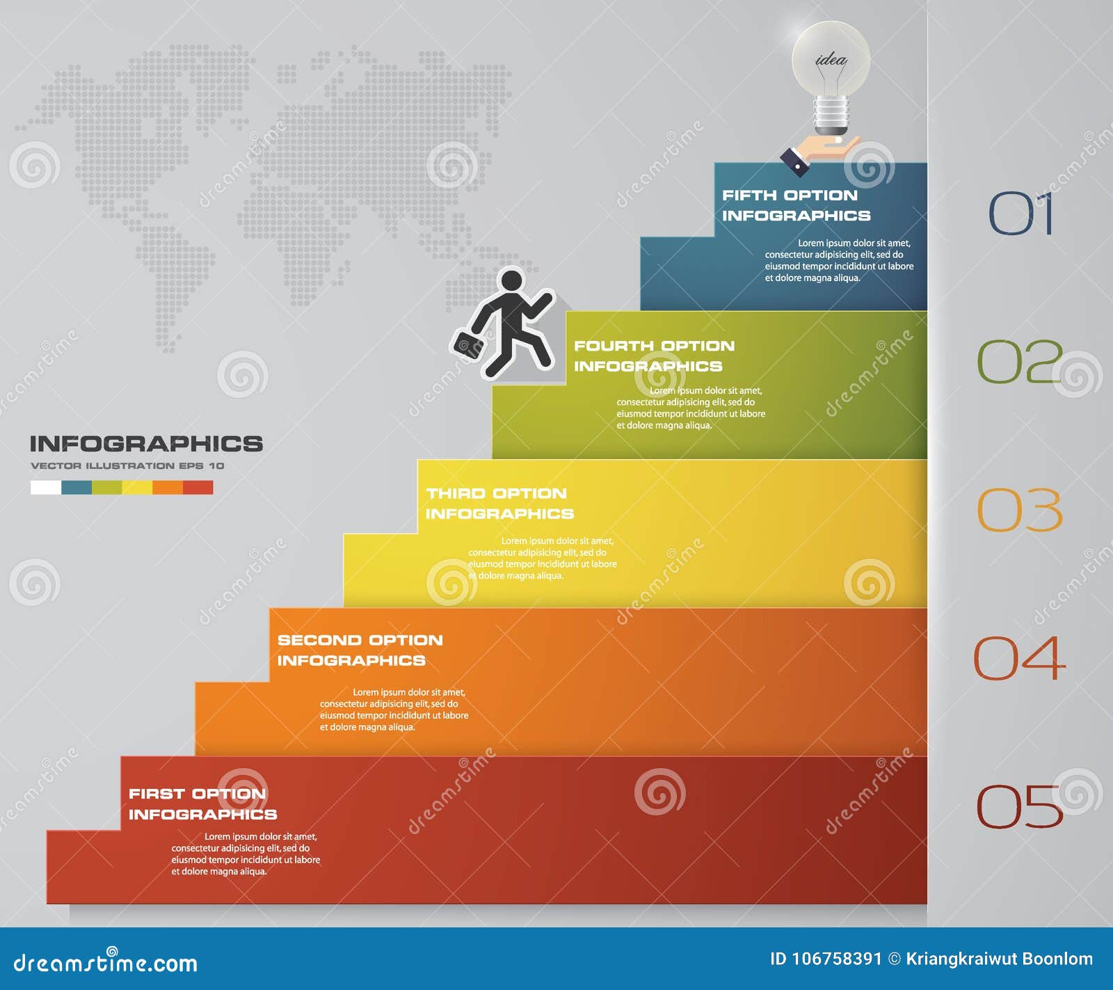 Modern 5 Step with Stair Shape and Can Be Use As Infographics Element ...