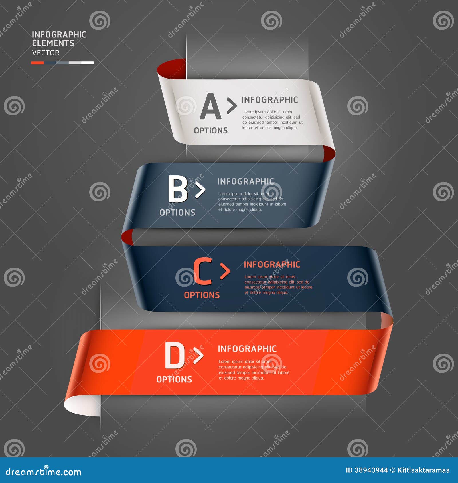 Modern 4 Step Infographic Category Chart Banner Design Cartoon Vector ...