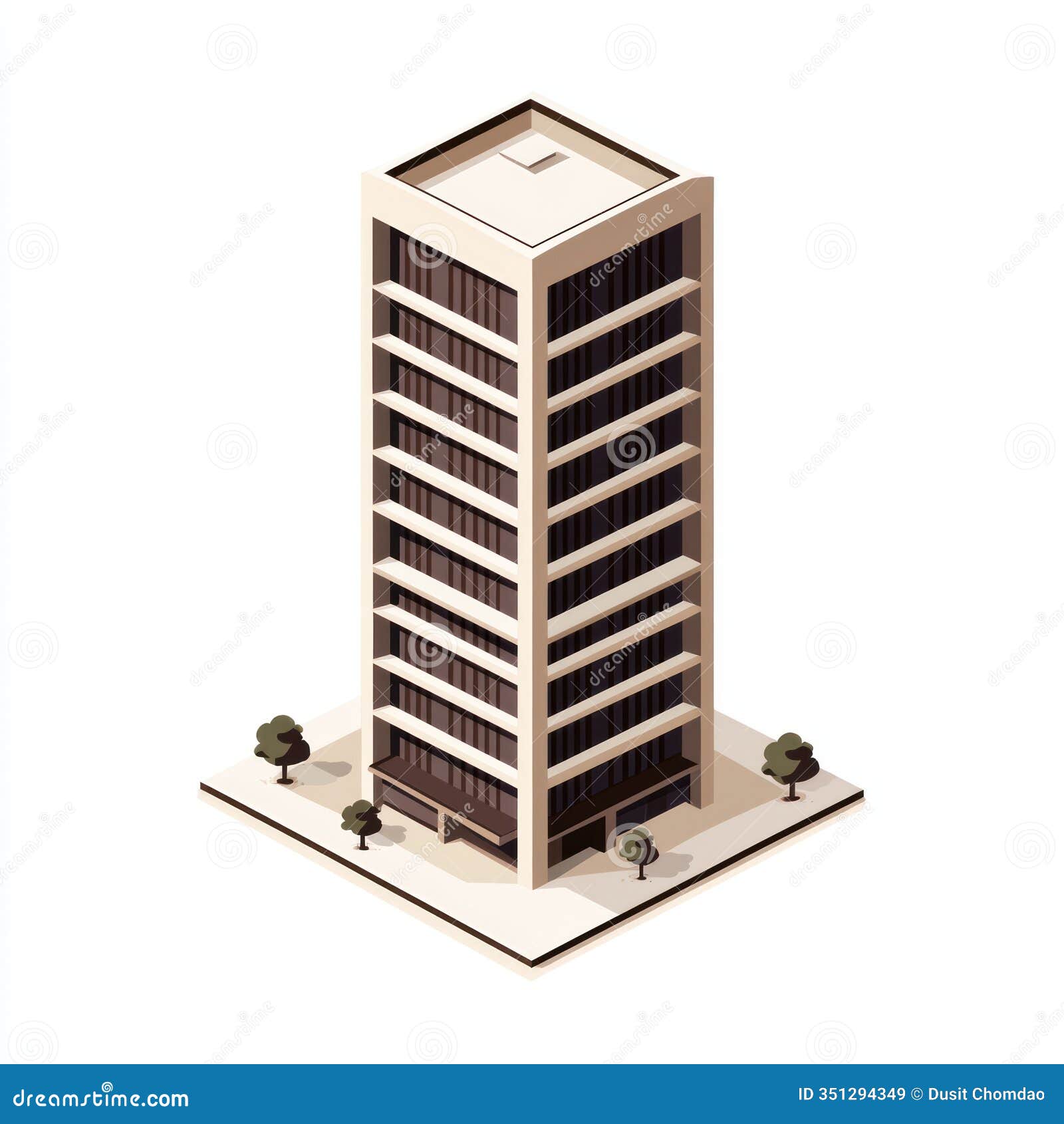 Modern Stepped Skyscraper Design with Sleek Structure and Surrounding ...