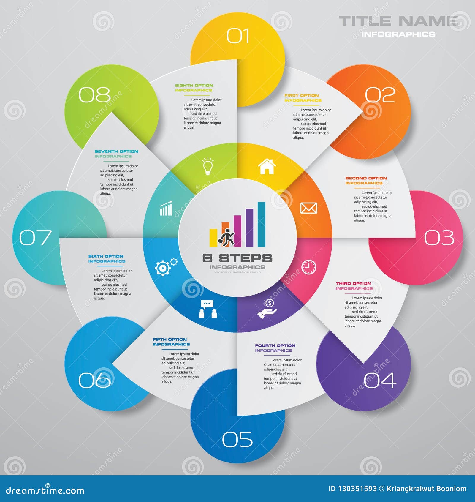 Modern 8 Steps Cycle Chart Infographics Elements. Stock Vector ...