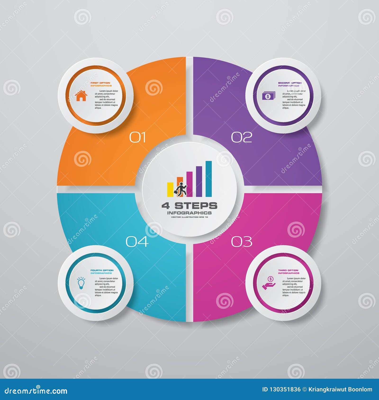 Modern 4 Steps Cycle Chart Infographics Elements. Stock Vector ...