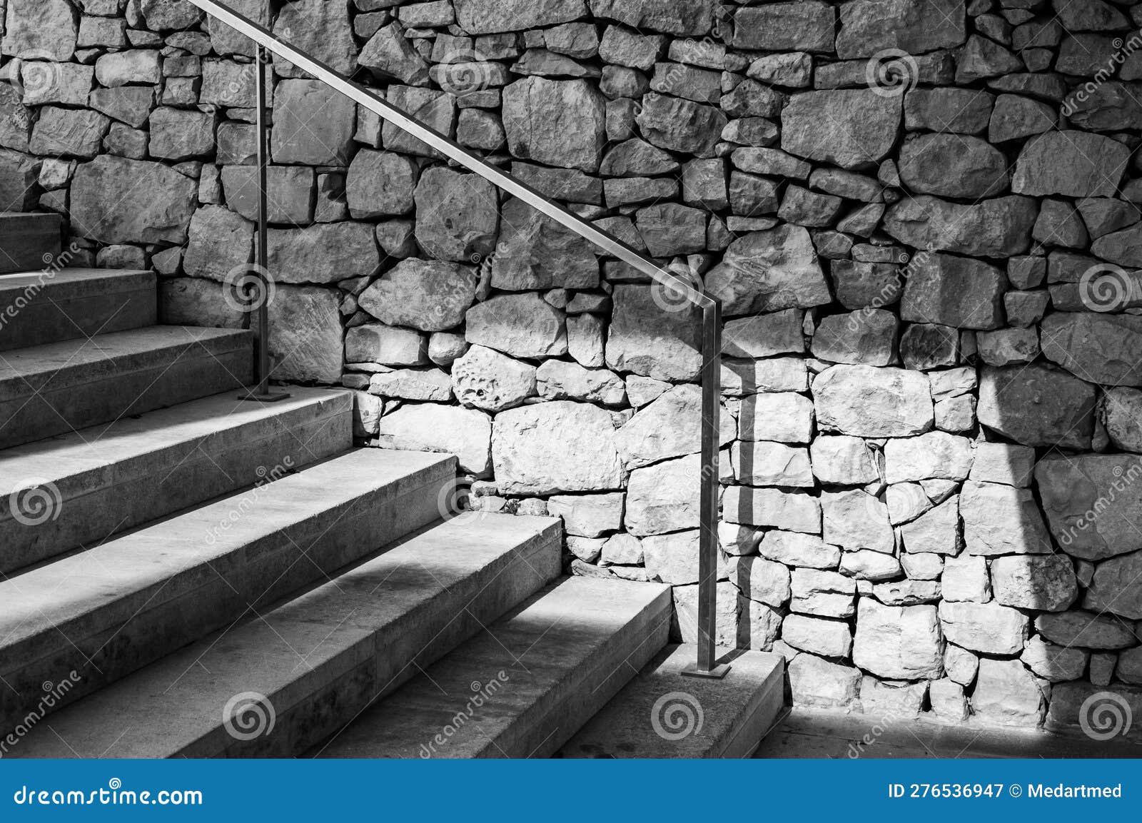 The Modern Steps in Front of the Wall of Stone Stock Image - Image of ...