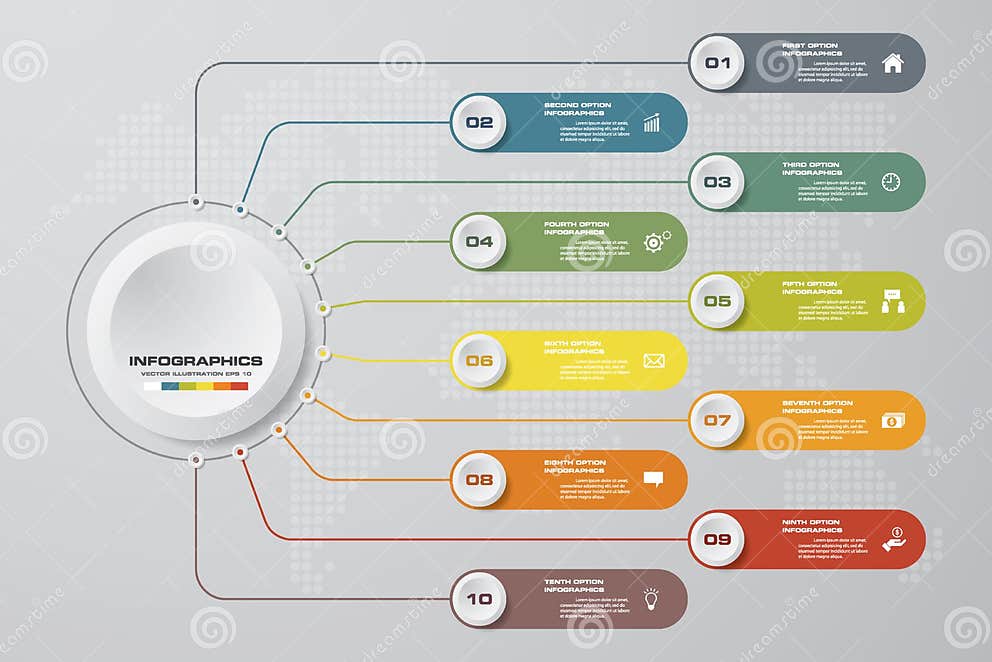 Modern 10 Steps Process. Simple&Editable Abstract Design Element Stock Vector - Illustration of ...
